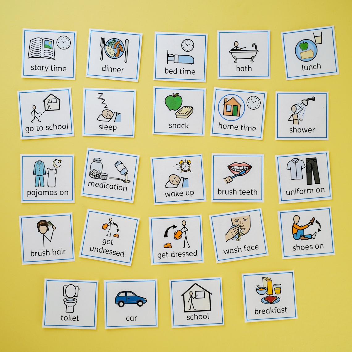 Daily routine chart autism adhd symbols pecs special | Etsy