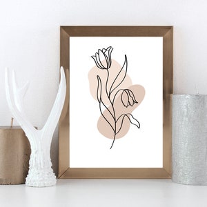 Flower One Line Art. One Line Drawing, Modern Line Art. Minimalist Line ...