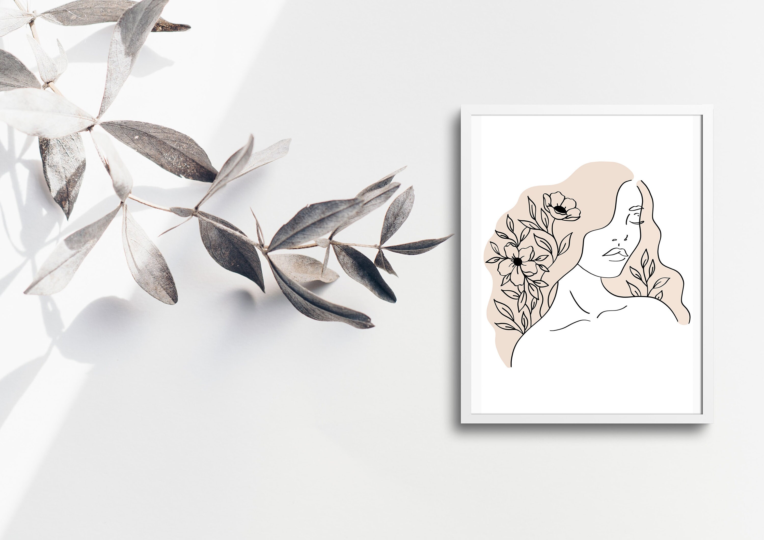 Floral Woman. Modern Line Art. Minimalist Line Art. Modern Minimal Art ...