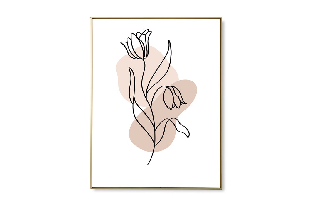 Flower One Line Art. One Line Drawing, Modern Line Art. Minimalist Line ...