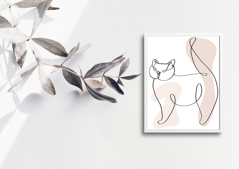 Cat One Line Art. One Line Drawing, Modern Line Art. Minimalist Line ...