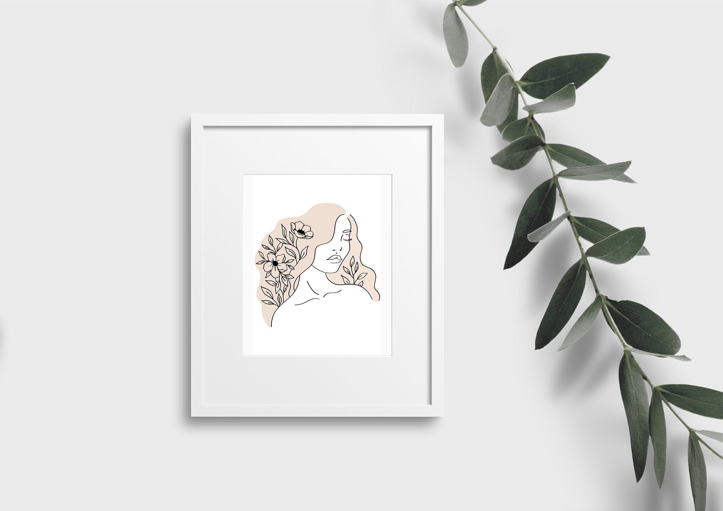 Floral Woman. Modern Line Art. Minimalist Line Art. Modern Minimal Art ...