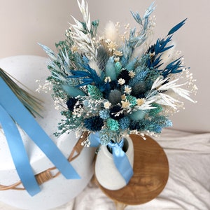 Blue Dried Flower Bouquet / Aqua Floral Arrangement / Flower - Etsy
