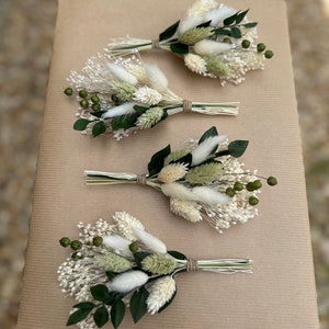 Dark Green Dried Flower Buttonhole | Ruscus Boutonnières | Green ...
