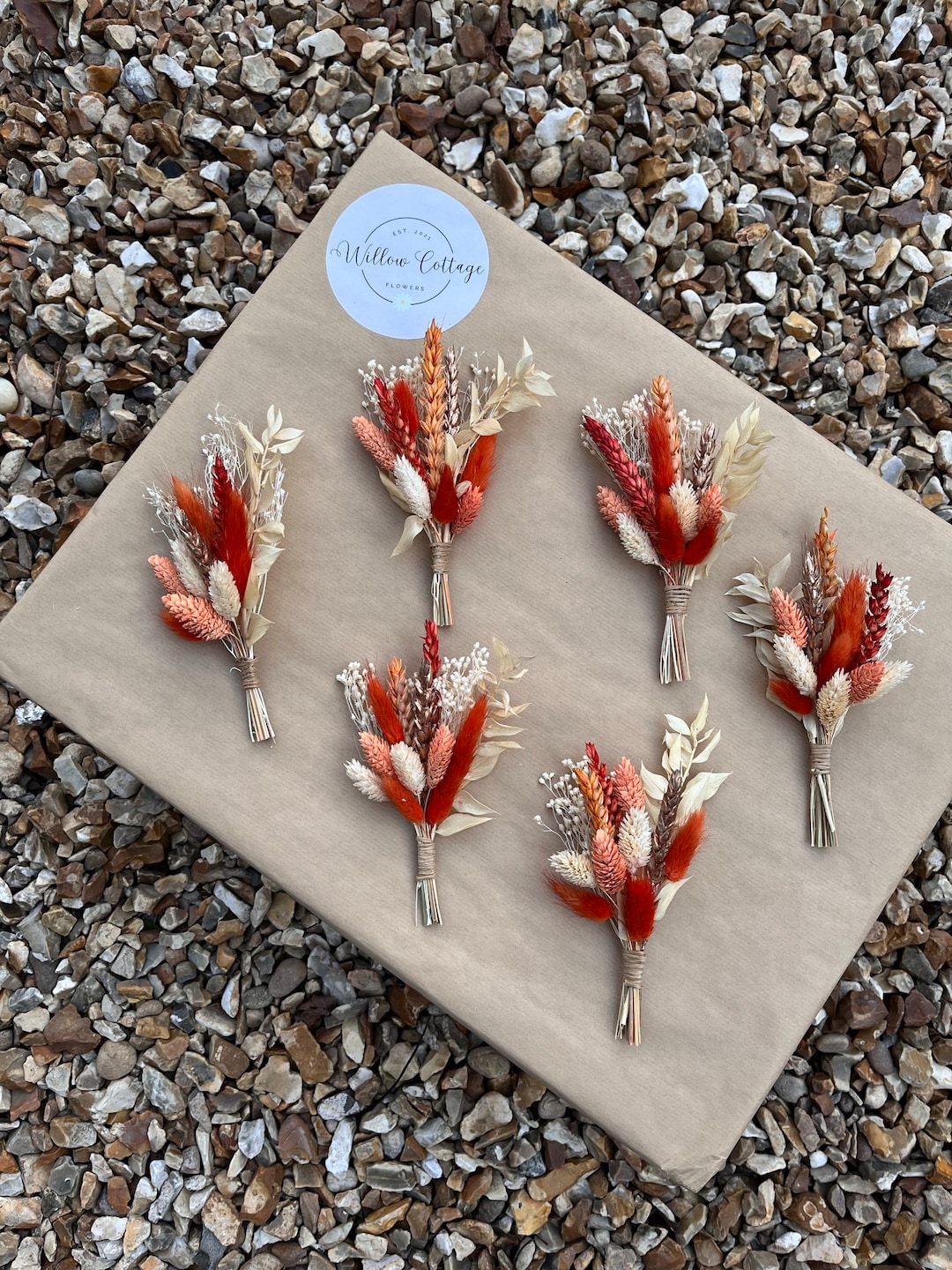 Burnt Orange Buttonhole | Orange Dried Flower Boutonniere | Autumn ...