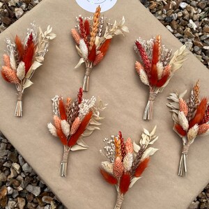Burnt Orange Buttonhole | Orange Dried Flower Boutonniere | Autumn ...