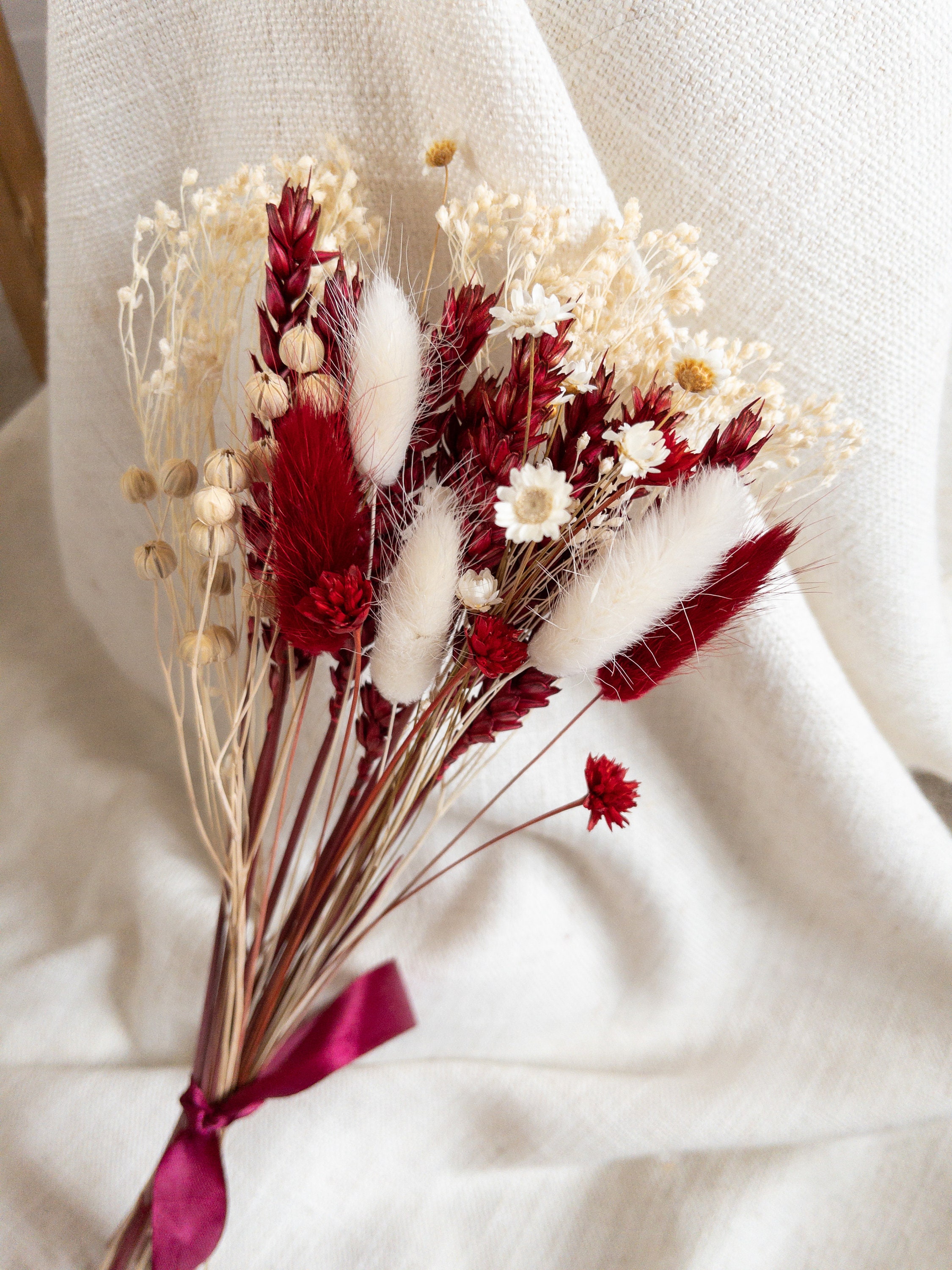 Mini Bunch of Dried Flowers Small Red Dry Floral Bouquet - Etsy UK