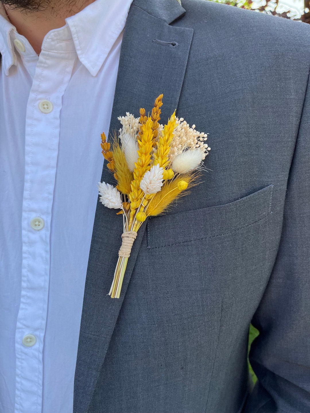 Dark Yellow Buttonhole Yellow Wedding Boutonnière Dried Flower ...