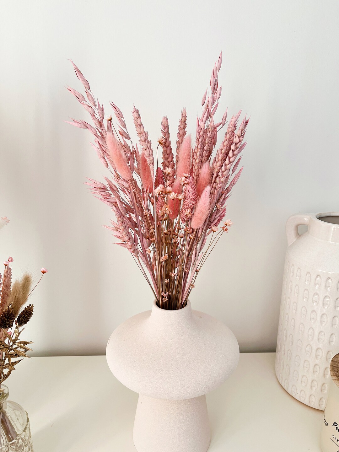 Pink Wheat Bunch With Bunny Tails Pure Pink Flower Arrangement Pink ...