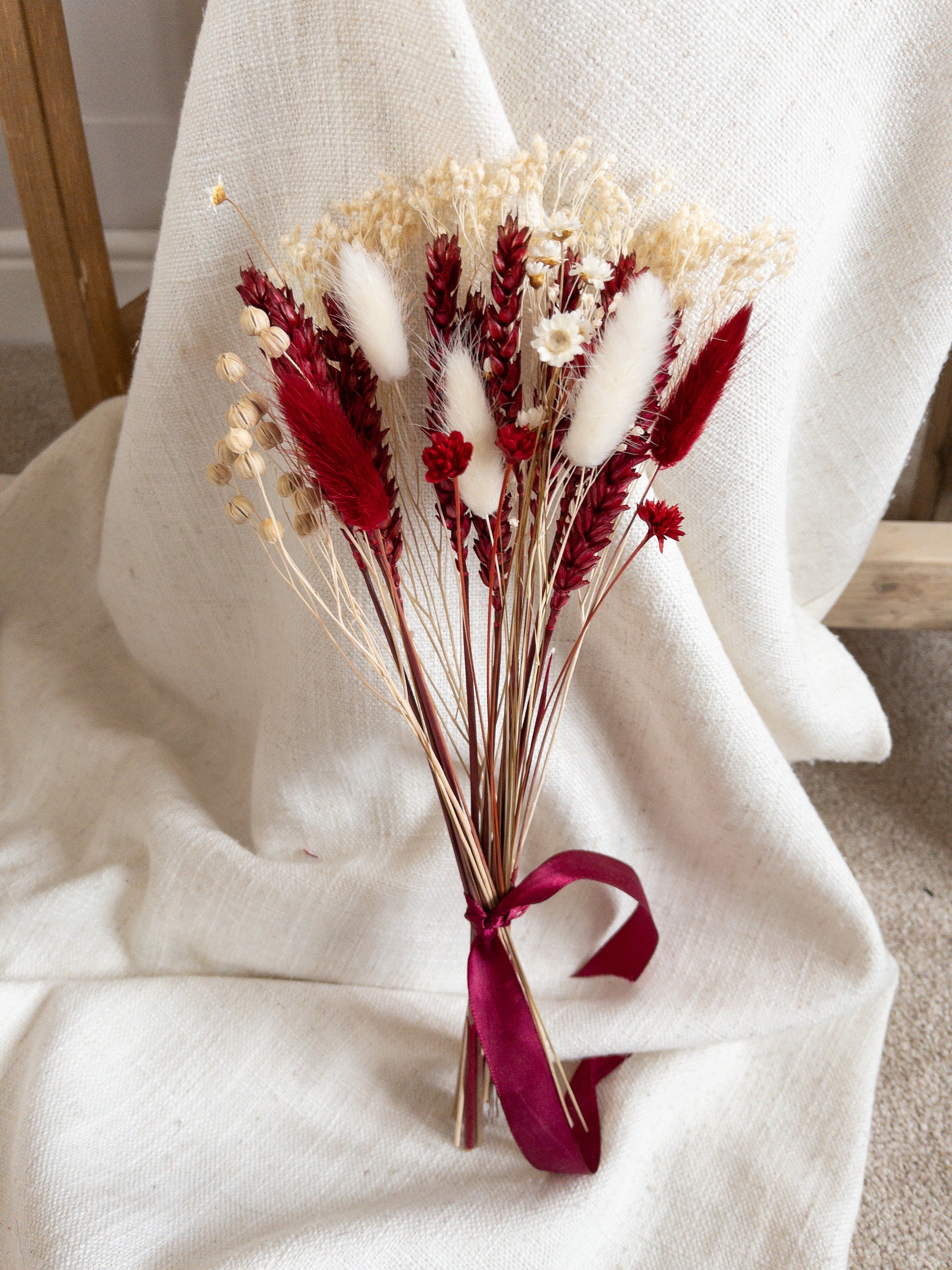 Mini Bunch of Dried Flowers | Small Red Dry Floral Bouquet | Be My ...