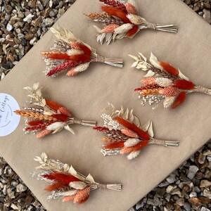 Burnt Orange Buttonhole | Orange Dried Flower Boutonniere | Autumn ...