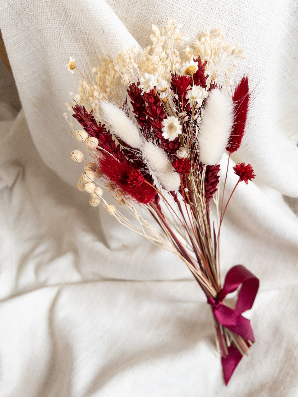 Mini Bunch of Dried Flowers Small Red Dry Floral Bouquet - Etsy UK