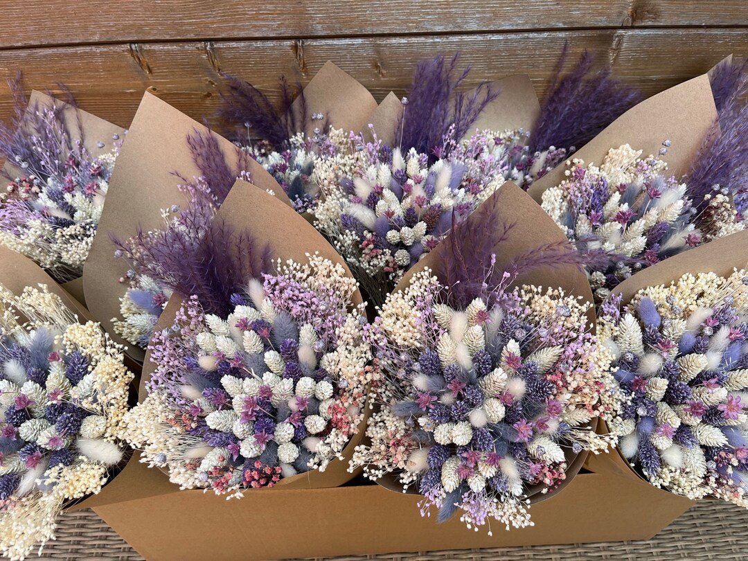 Purple Dried Flower Bouquet | Dried Flowers | Gift | Bunny Tails ...