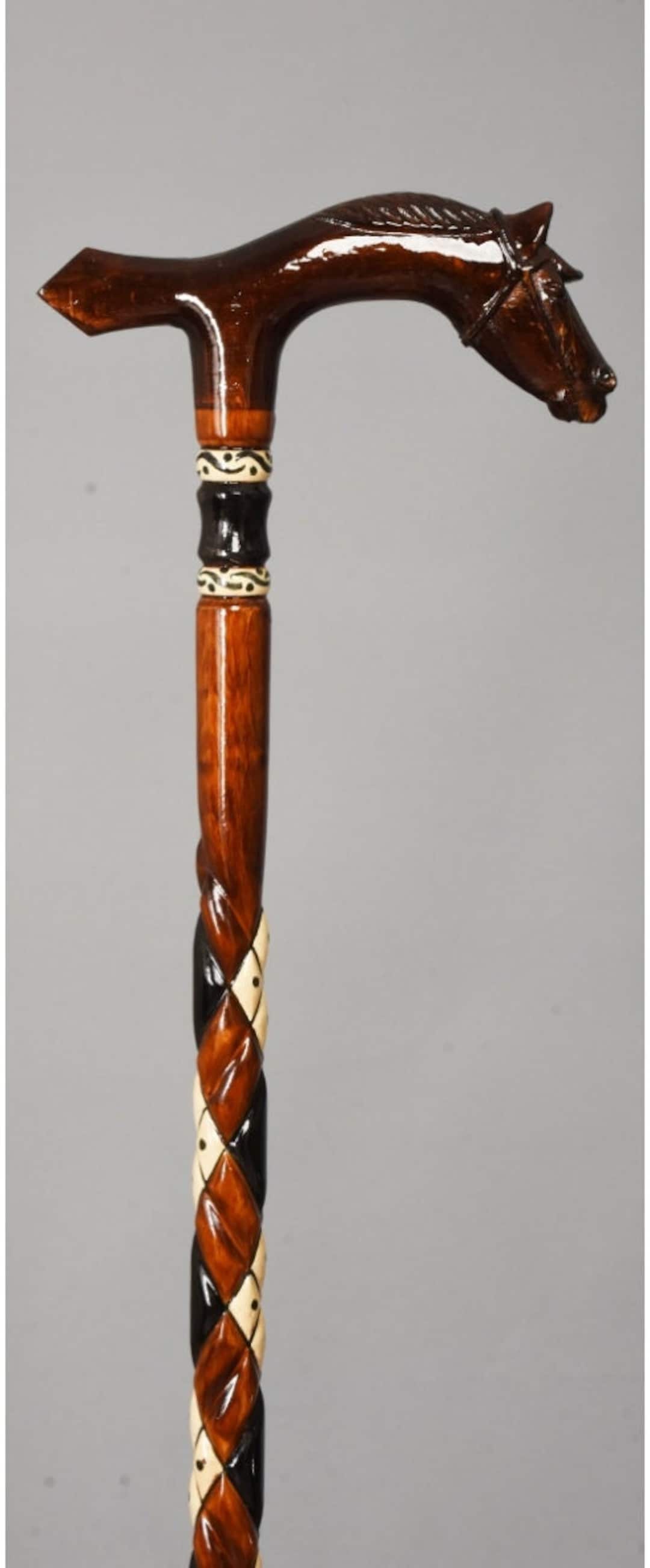 Luxury Hand-carved Wood Horse Head Walking Cane for Men and - Etsy