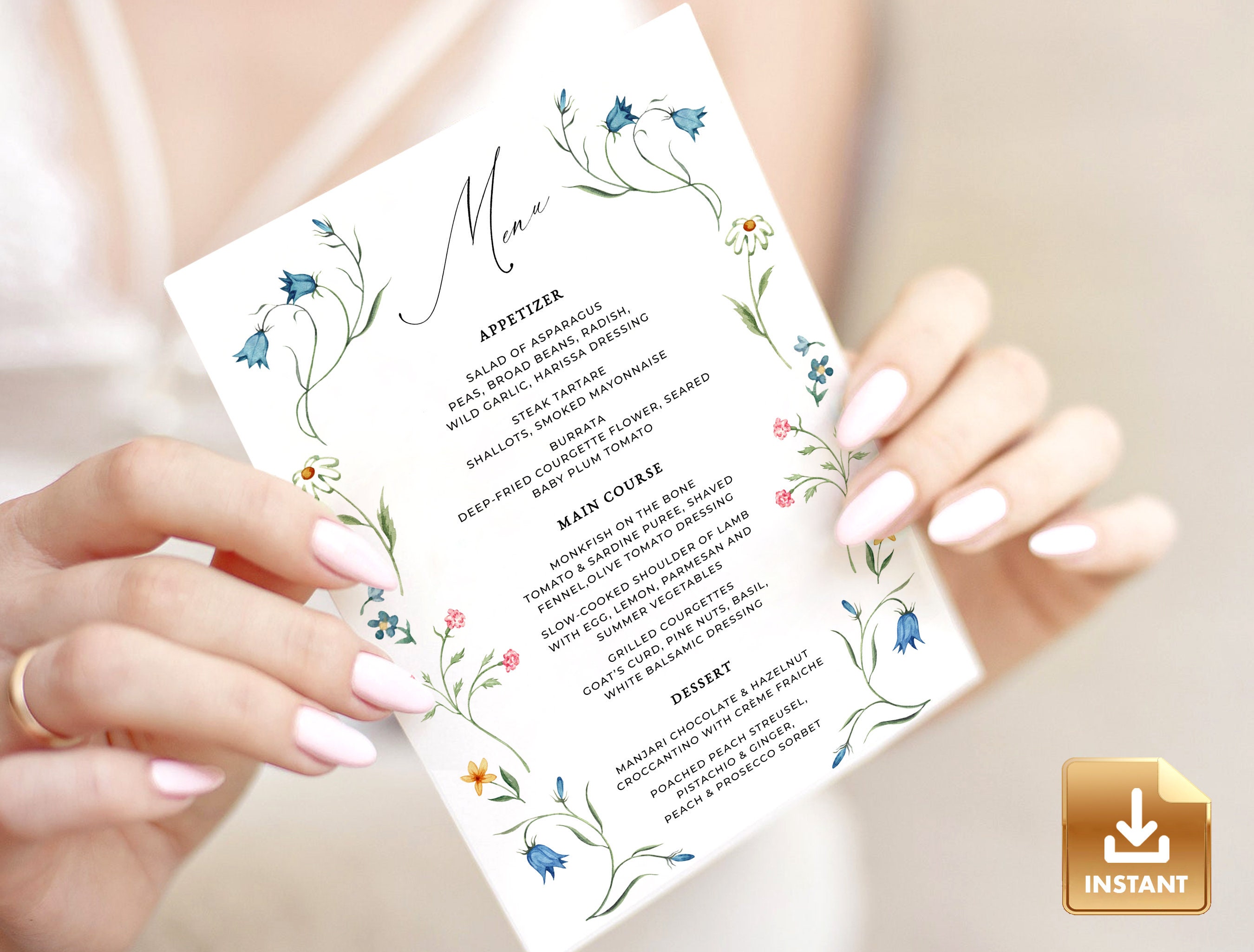 ISHA Spring Menu Card Template, Wildflower Wedding Menu, Colorful Menu ...
