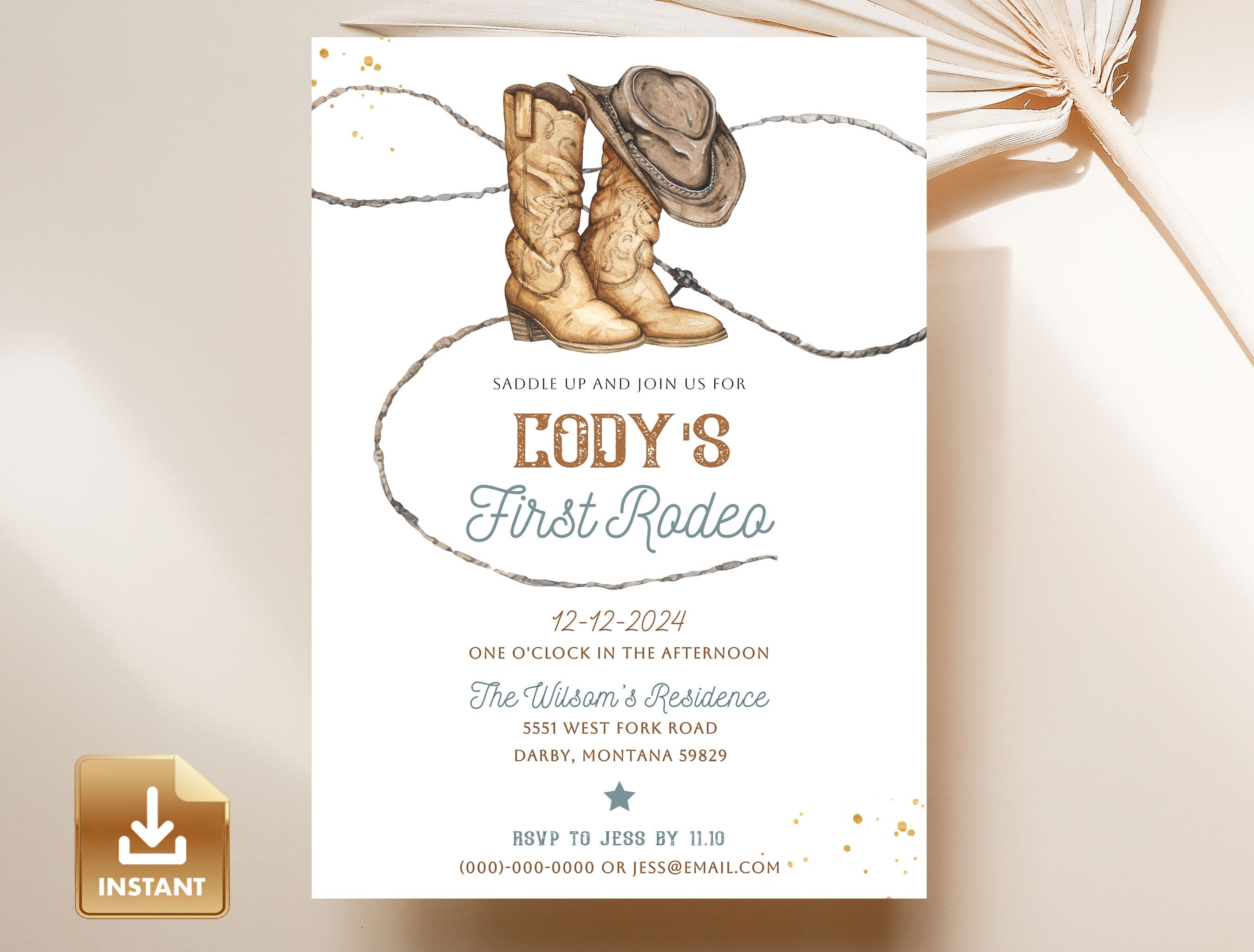 First Rodeo Birthday Party Invitation, Wild West Birthday, Western ...