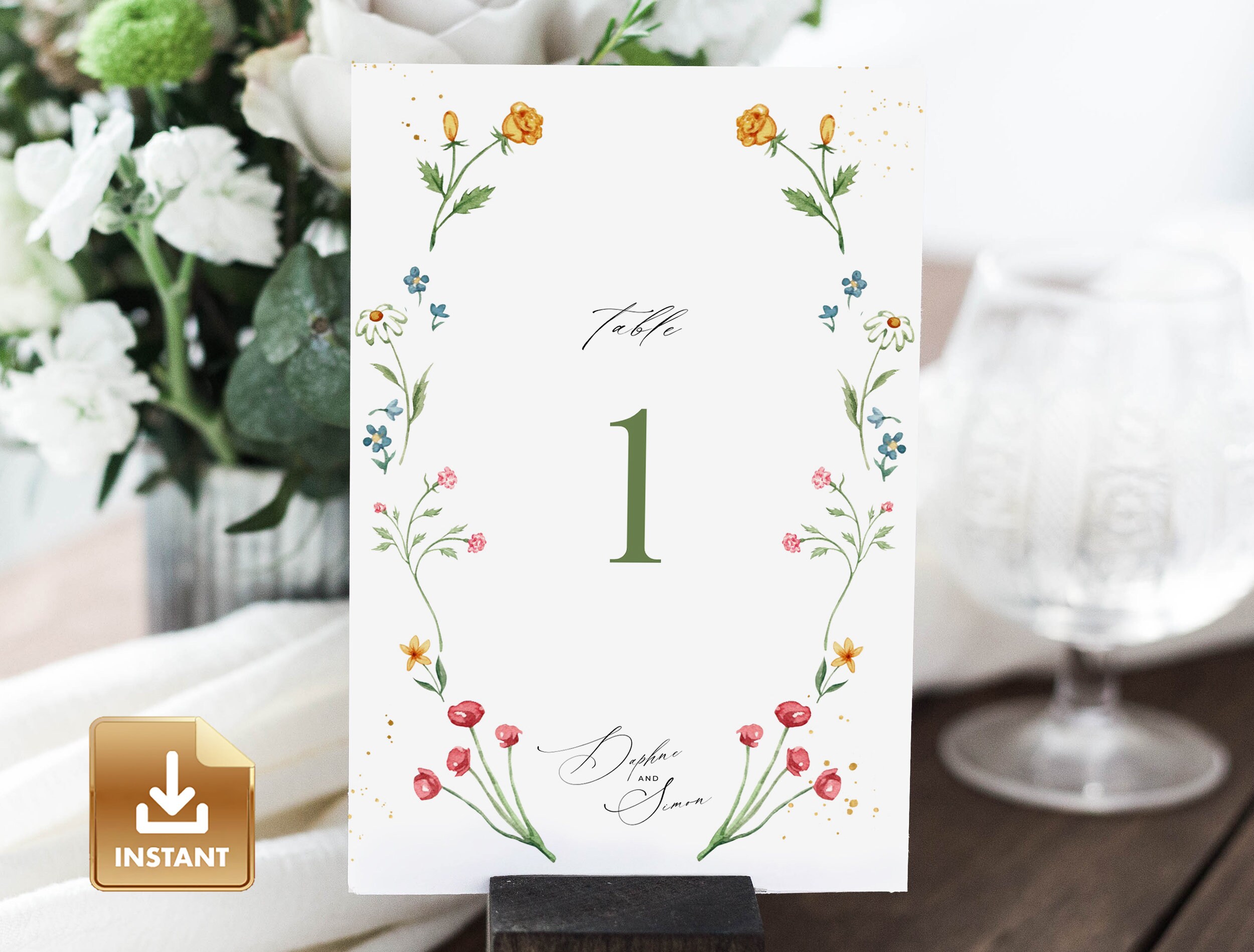 Wildflower Table Number Template Floral Table Number Sign - Etsy