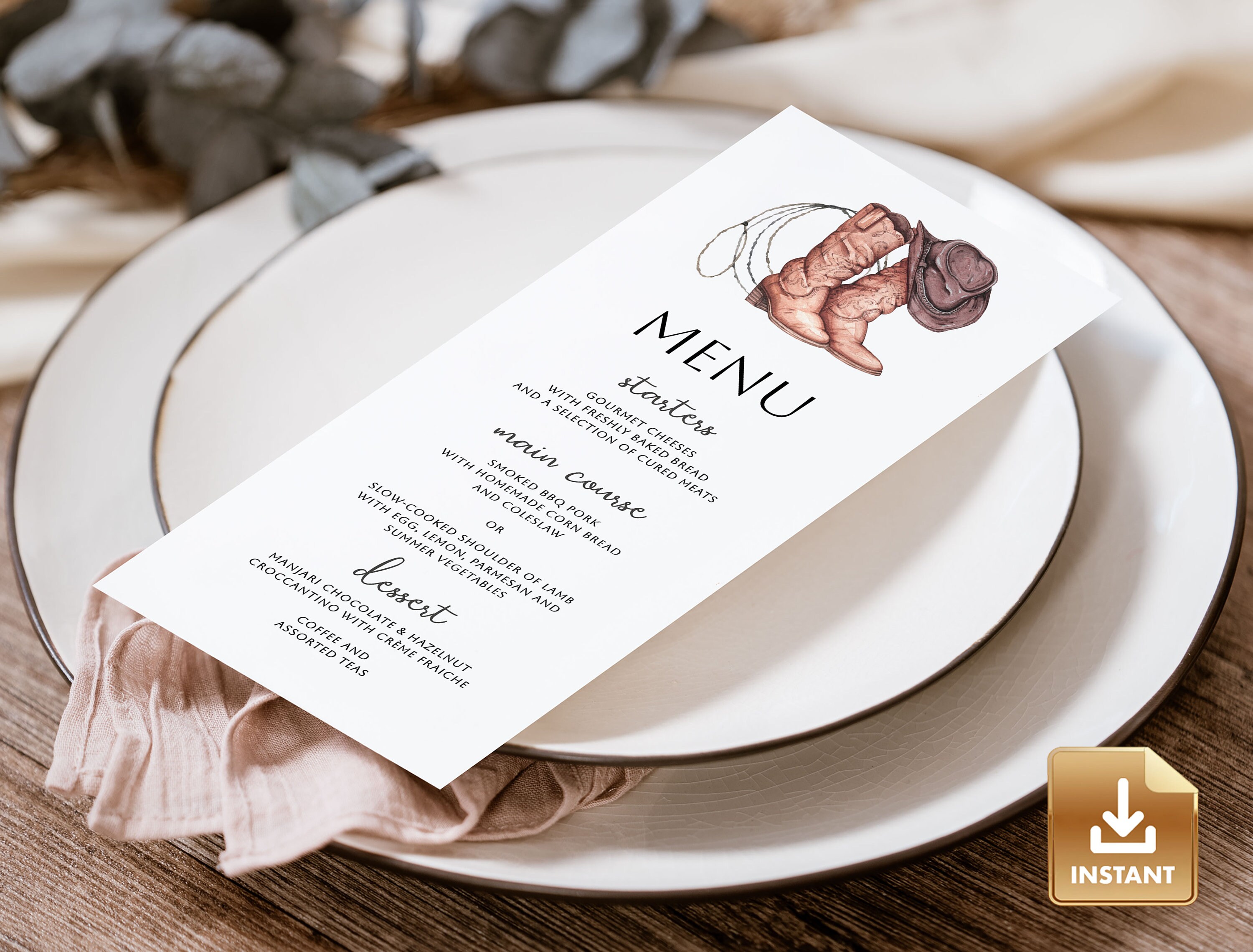 First Rodeo Birthday Party Menu Template, Western Birthday Menu Card ...