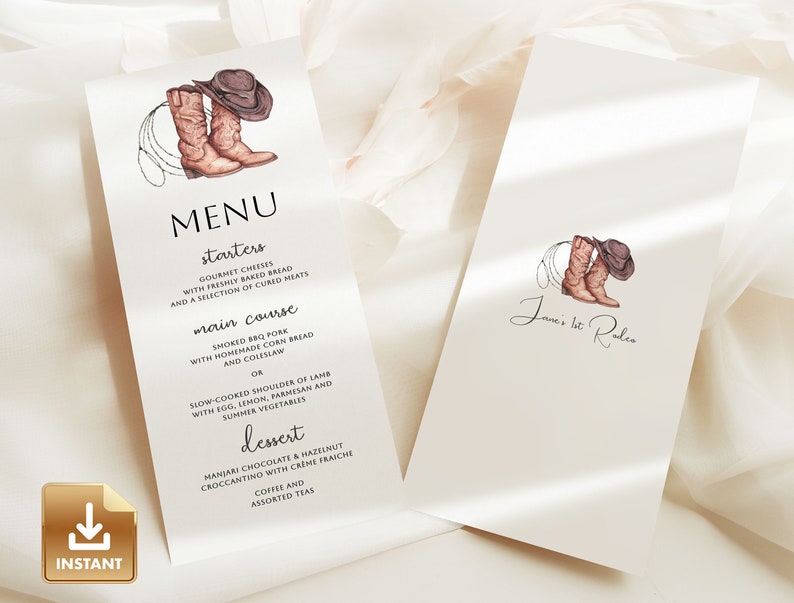 First Rodeo Birthday Party Menu Template, Western Birthday Menu Card ...