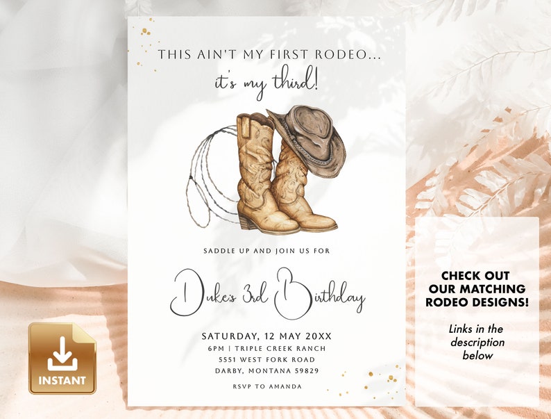 3rd Rodeo Birthday Party Invitation, Not My First Rodeo, Western ...