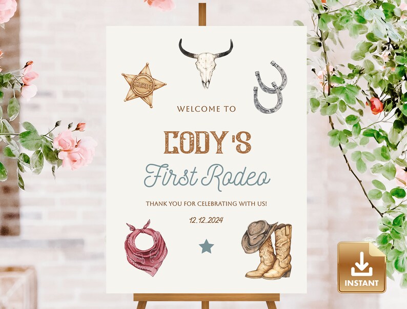 1st Rodeo Birthday Welcome Sign Template Western Editable - Etsy