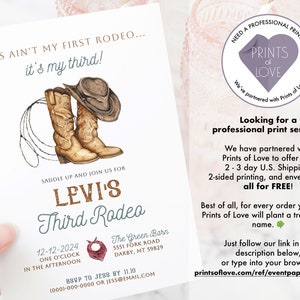 3rd Rodeo Birthday Party Invitation, Wild West Birthday Editable ...