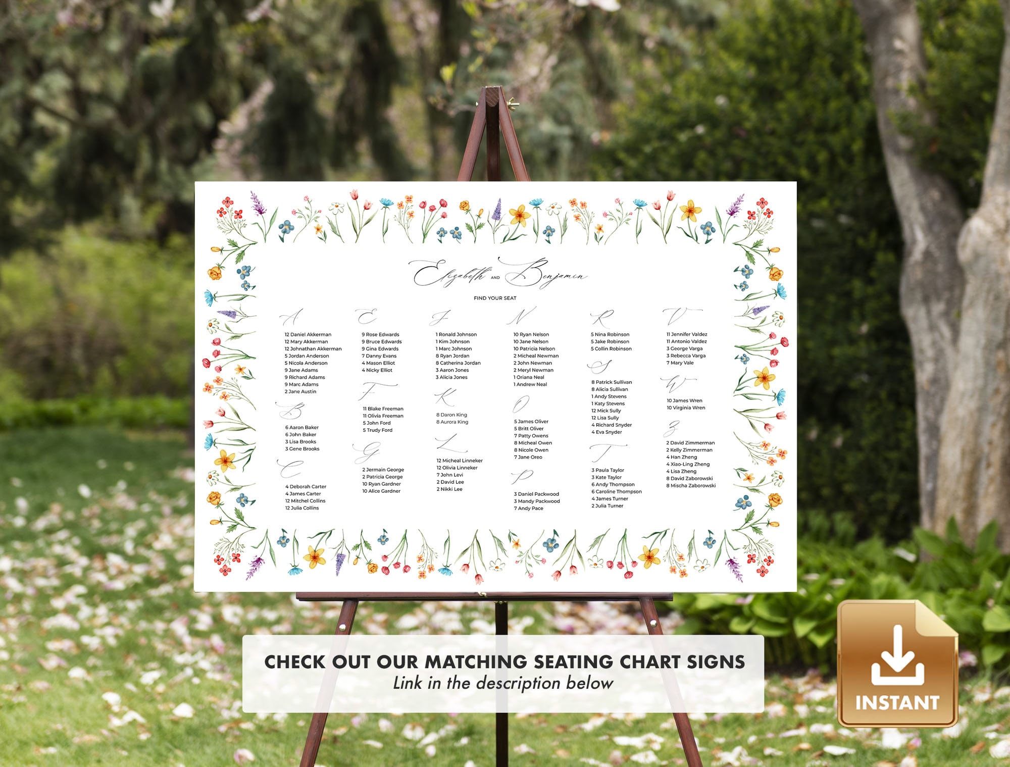 FLORA Wildflower Wedding Seating Chart Template Floral - Etsy