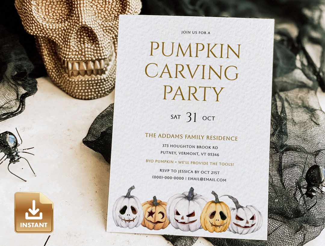 Pumpkin Carving Party Invitation Template, Halloween Party Invite ...