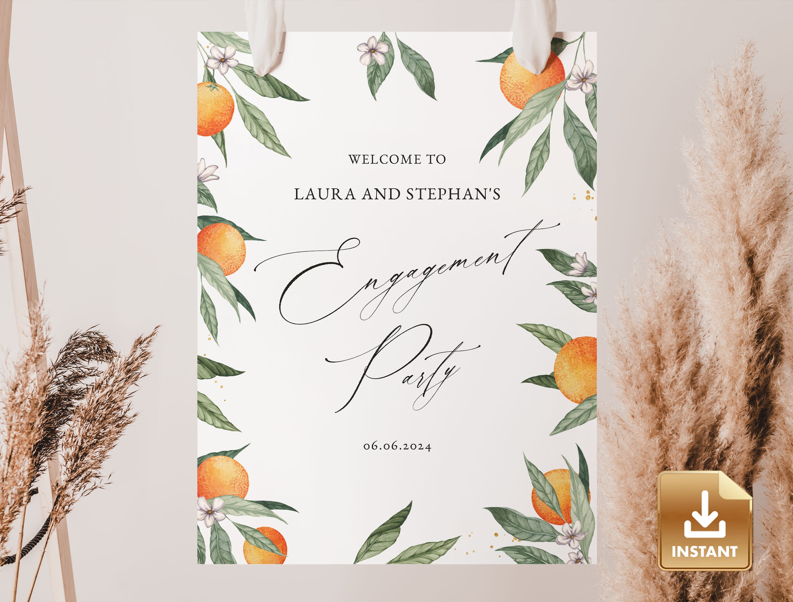 Citrus Engagement Party Welcome Sign Template, Instant Download ...