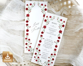 Red Rose Menu Template - Etsy