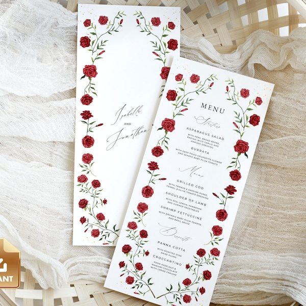 Red Rose Wedding Menu - Etsy