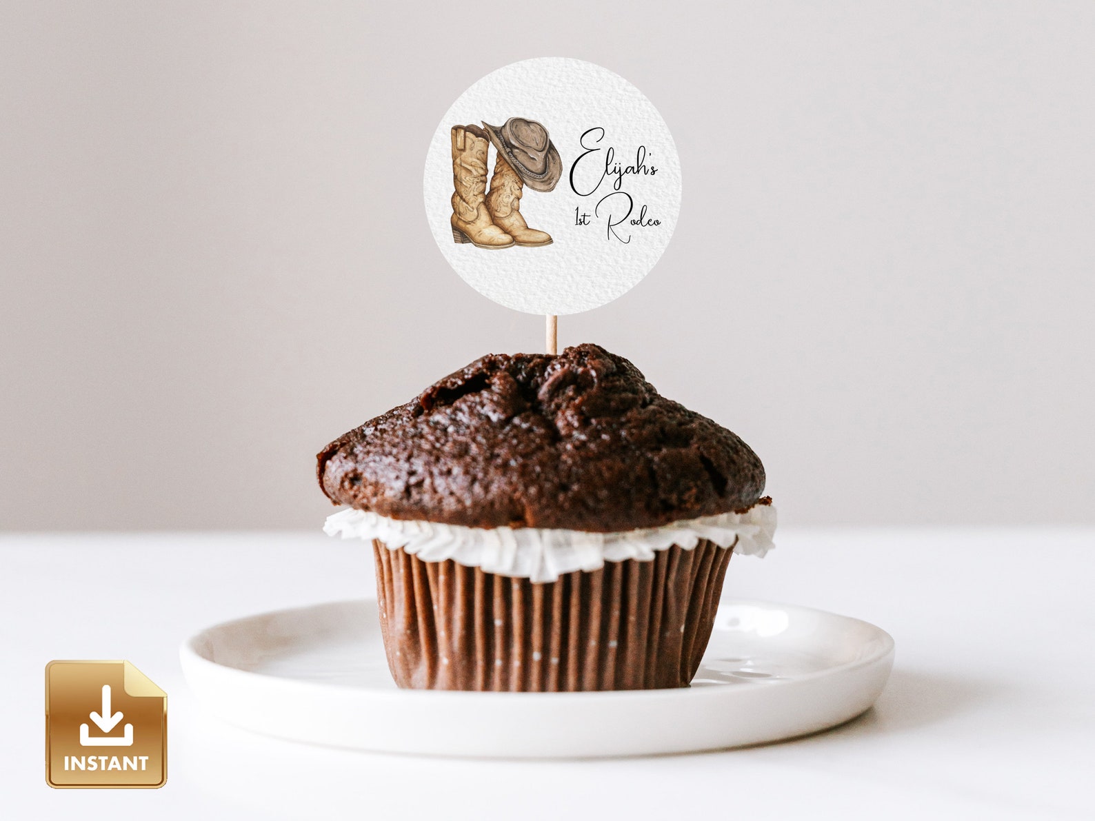 1st Rodeo Cupcake Topper Template Cowboy Birthday Party - Etsy