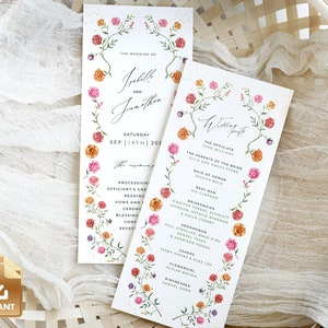 ROSA Romantic Wedding Program Template, Rose Ceremony Program ...