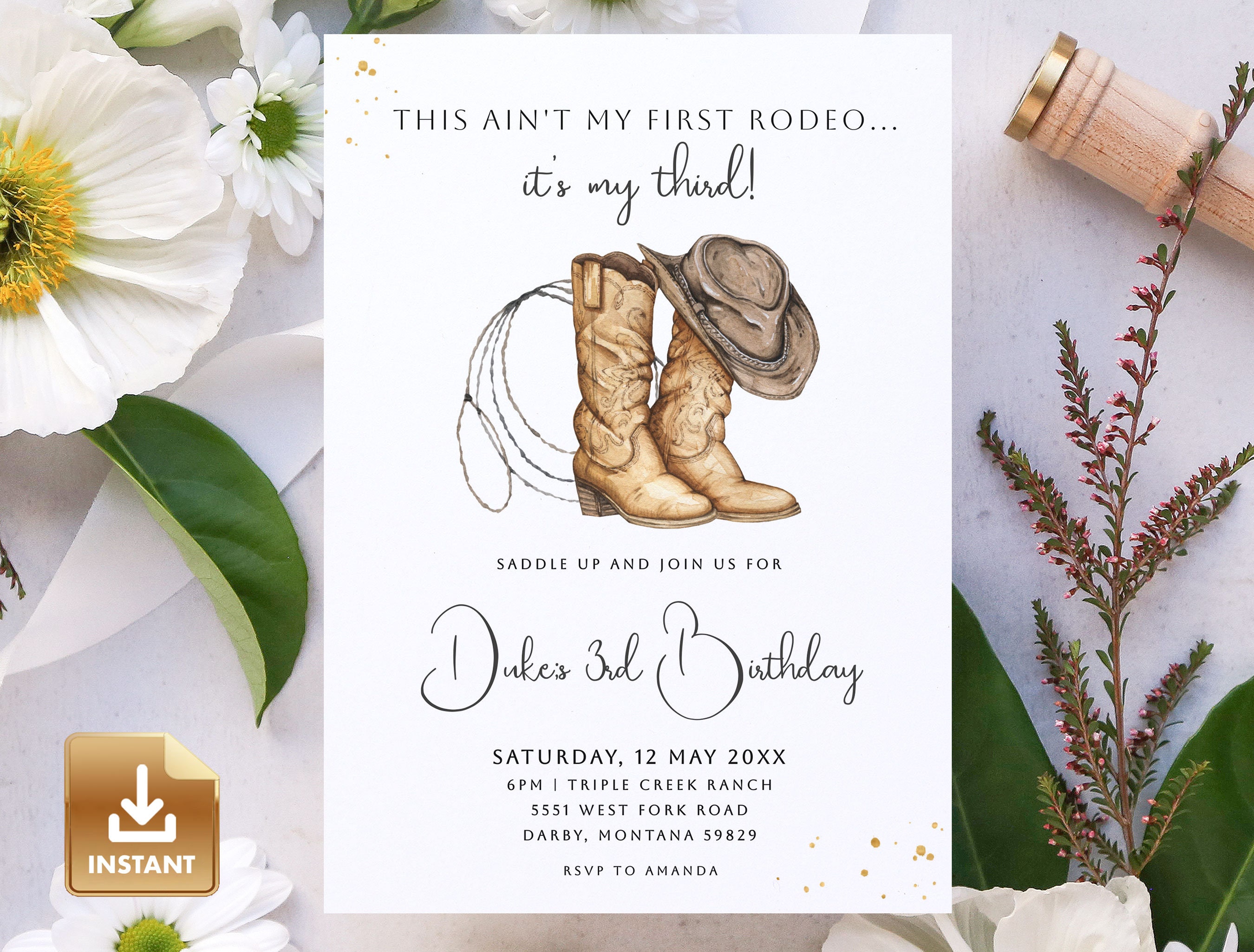 3rd Rodeo Birthday Party Invitation, Not My First Rodeo, Western ...