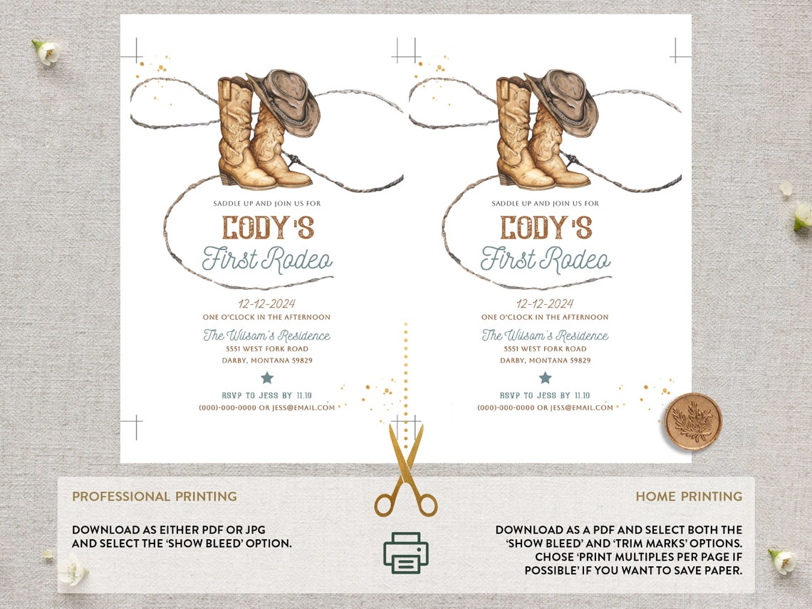 First Rodeo Birthday Party Invitation, Wild West Birthday, Western ...