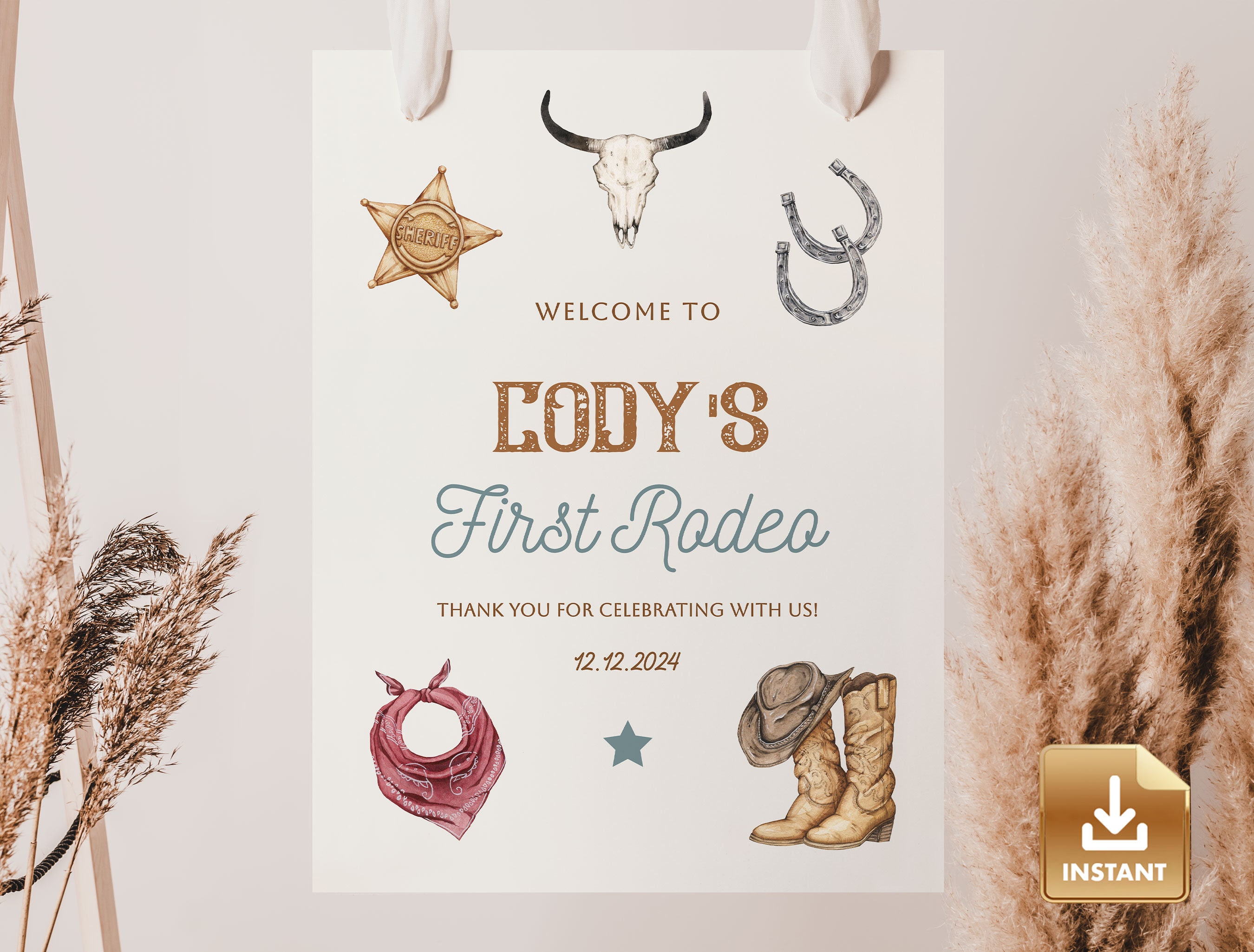 1st Rodeo Birthday Welcome Sign Template Western Editable - Etsy