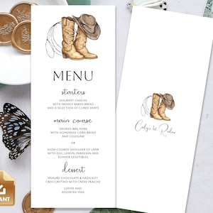 First Rodeo Birthday Menu Template, 1st Birthday Menu Card, Western ...
