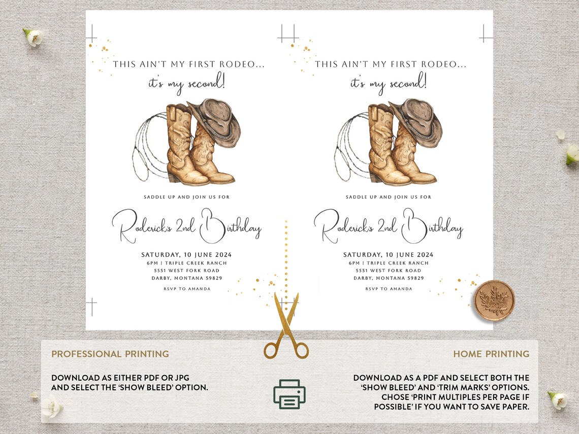 2nd Rodeo Birthday Party Invitation Western Birthday Invite - Etsy