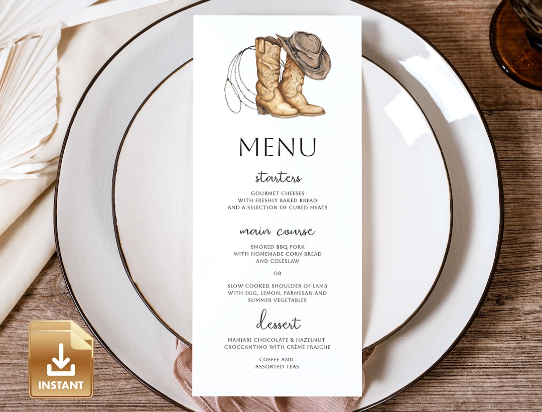 First Rodeo Birthday Menu Template, 1st Birthday Menu Card, Western ...