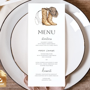 First Rodeo Birthday Menu Template, 1st Birthday Menu Card, Western ...