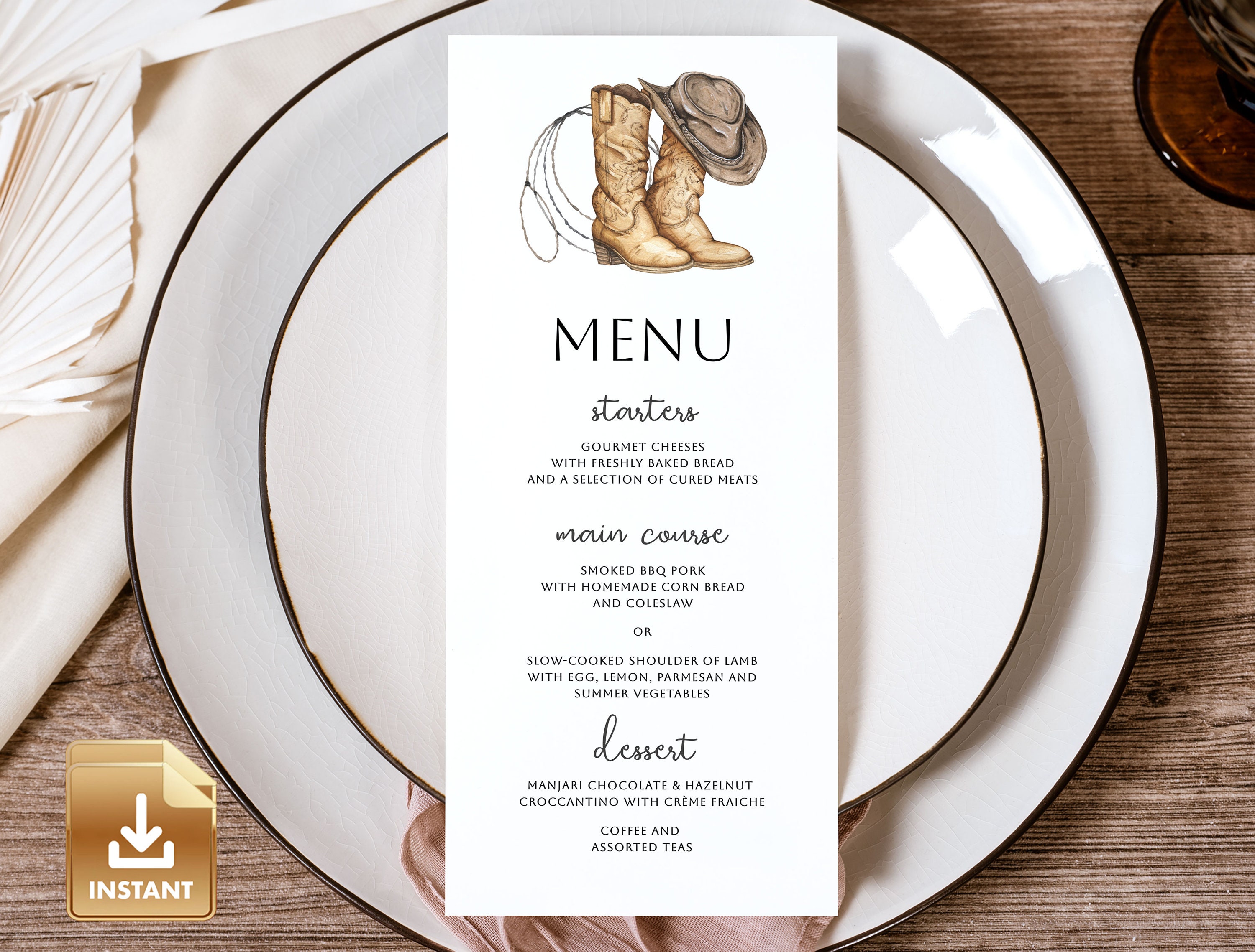 First Rodeo Birthday Menu Template, 1st Birthday Menu Card, Western ...