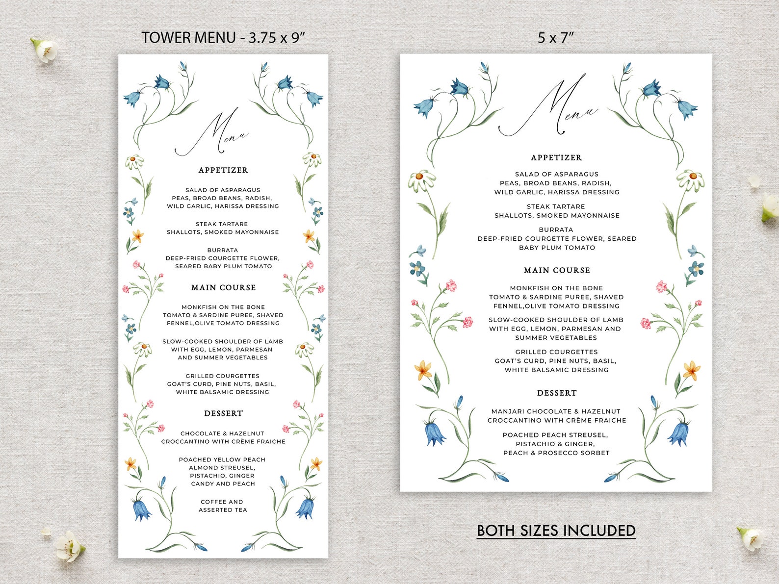 ISHA Spring Menu Card Template, Wildflower Wedding Menu, Colorful Menu ...