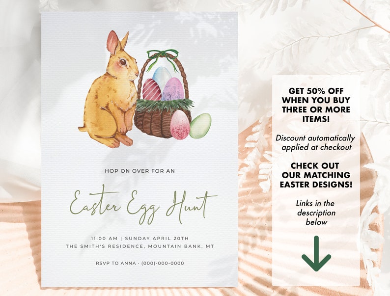 Printable Easter Egg Hunt Invitation, Digital Easter Invite, Editable ...