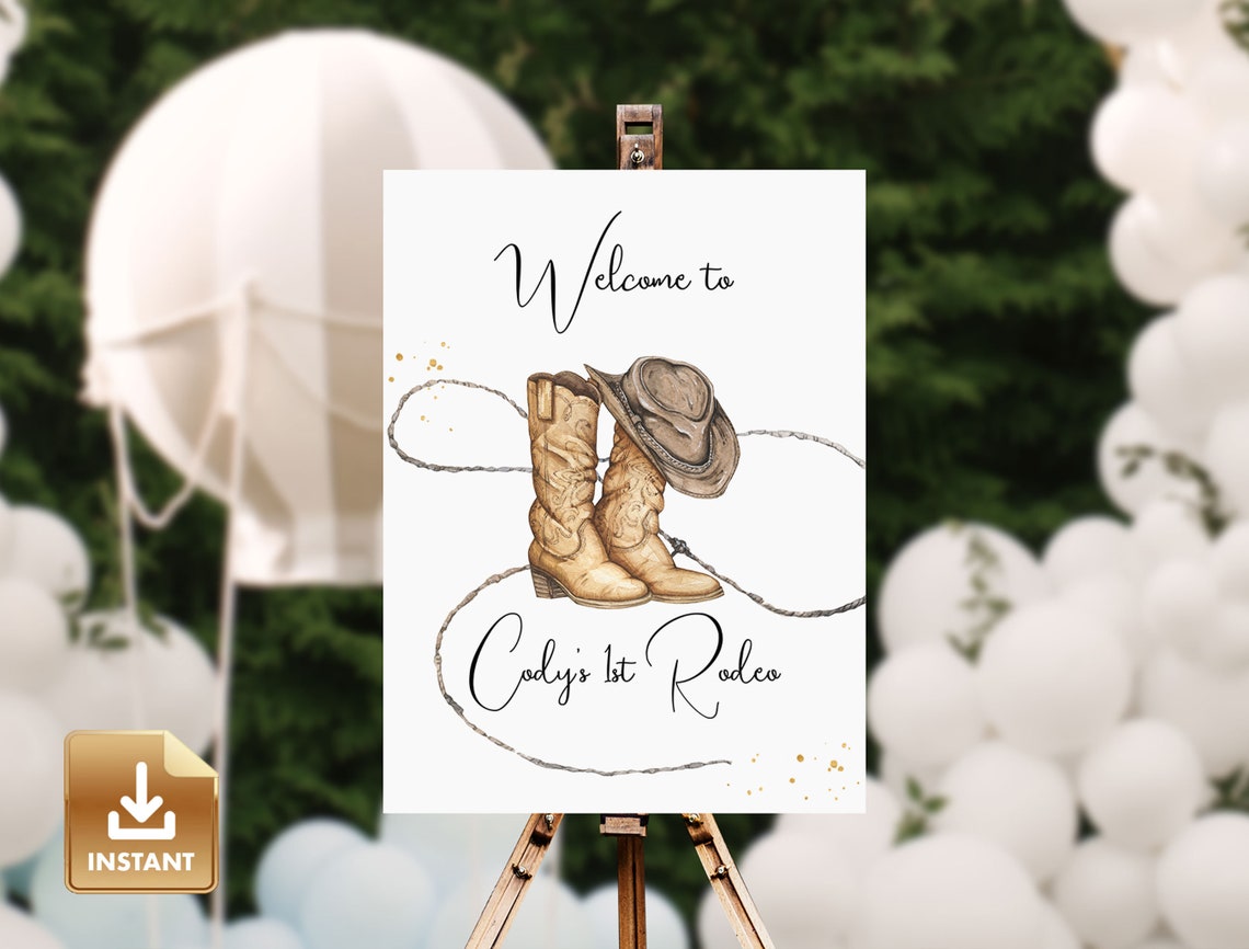 1st Rodeo Birthday Welcome Sign Template First Birthday Party - Etsy