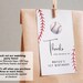 Baseball Gift Tag Template, Baseball Birthday Thank You Card, Printable ...