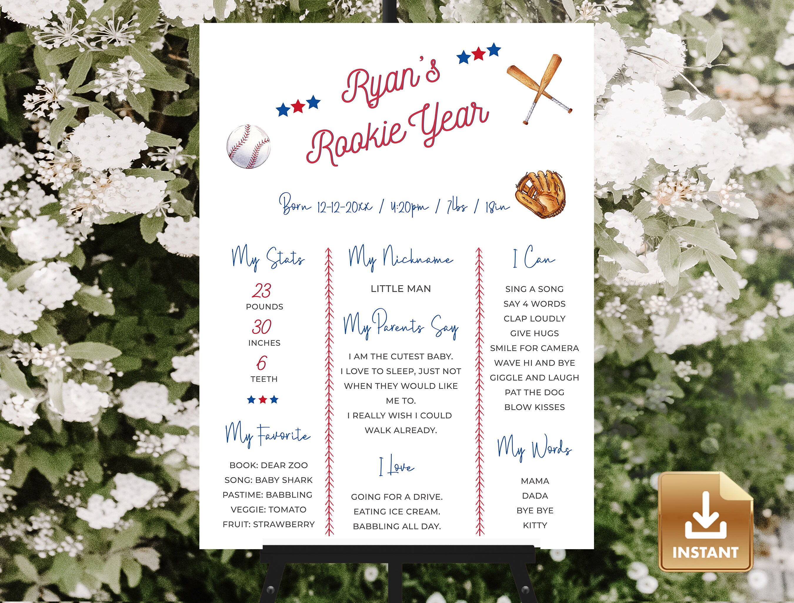 ROOKIE Milestone Printable Template Birthday Sport Sign - Etsy