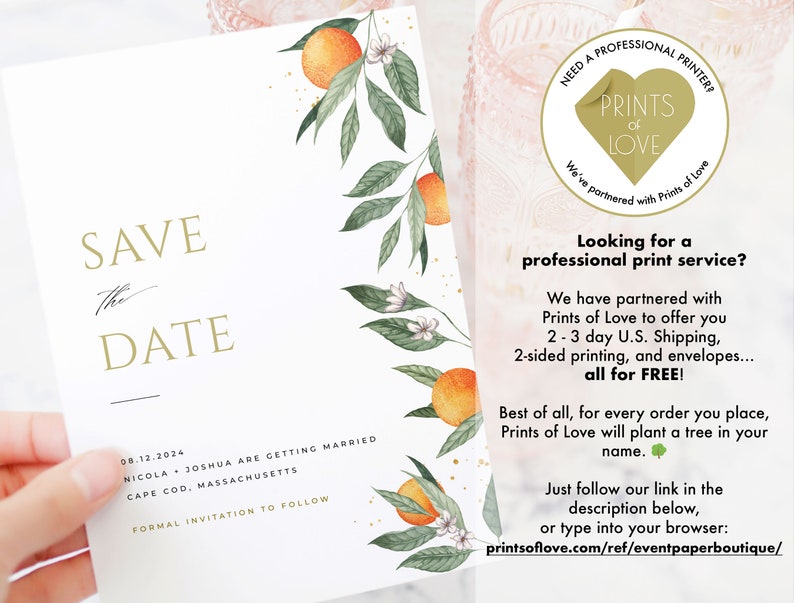 CLEMMIE - Citrus Save the Date Card Template, Summer Save-the-date ...
