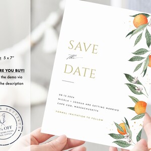 CLEMMIE - Citrus Save the Date Card Template, Summer Save-the-date ...