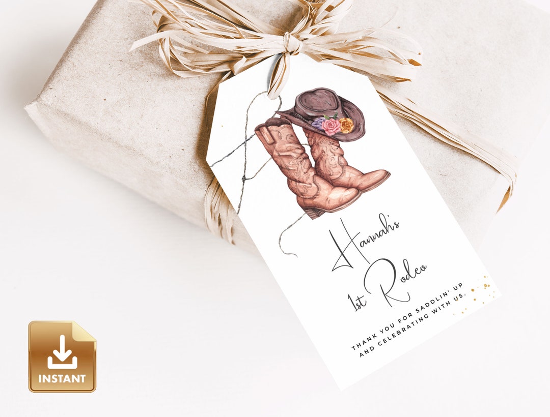 First Rodeo Thank You Favor Tag, Western Birthday Editable Template ...
