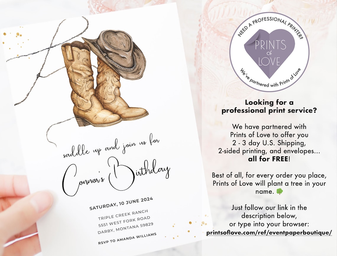 Western Birthday Party Invitation Editable Template, INSTANT Download ...